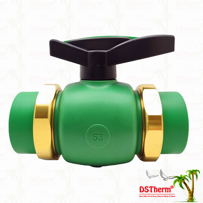 PPR Double Union Ball Valve 20-63mm for Exposed Installations